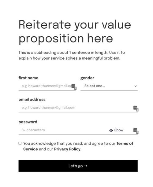 Mobile First Sign Up for Webflow